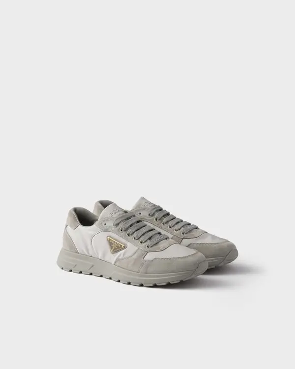 Prada Prax 2.0 Re-nylon And Suede Sneakers - Cloudy Gray