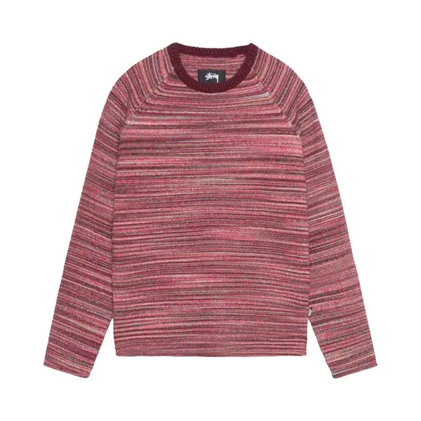StÜssy Textured Knit Contrast Collar Crew