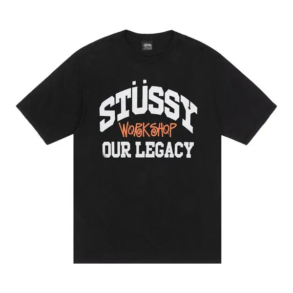 StÜssy X Our Legacy Work Shop Collegiate Tee - Black