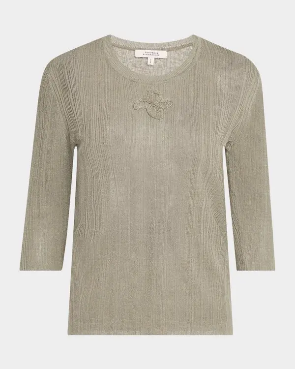 Dorothee Schumacher Sheer Ribbed Crewneck Pullover