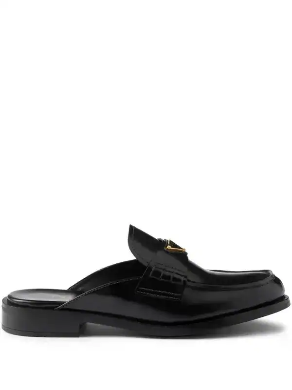 Prada Brushed Leather Mules - Black | Editorialist