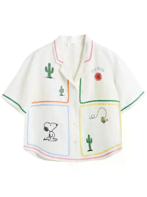 Chinti & Parker Peanuts Embroidered Shirt - White