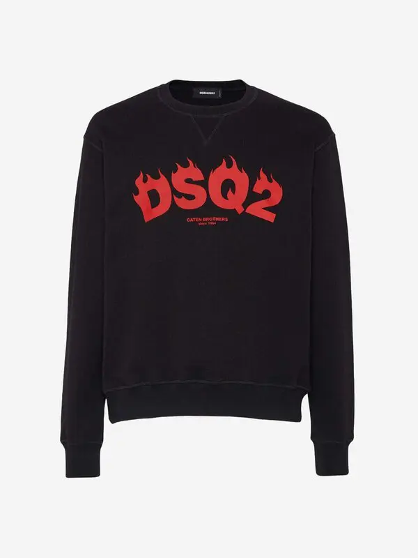 Dsquared2 Printed Cotton Fleece Sweatshirt - Black