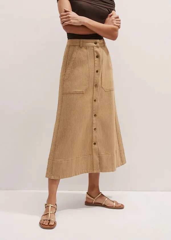 ME+EM Cotton Stripe Maxi Skirt