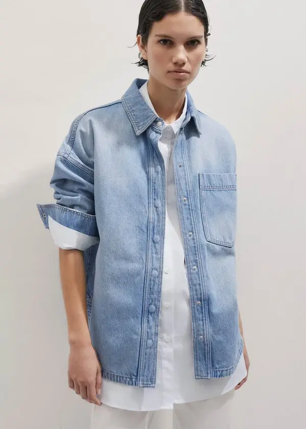 ME+EM Oversized Denim Shacket - Light Wash