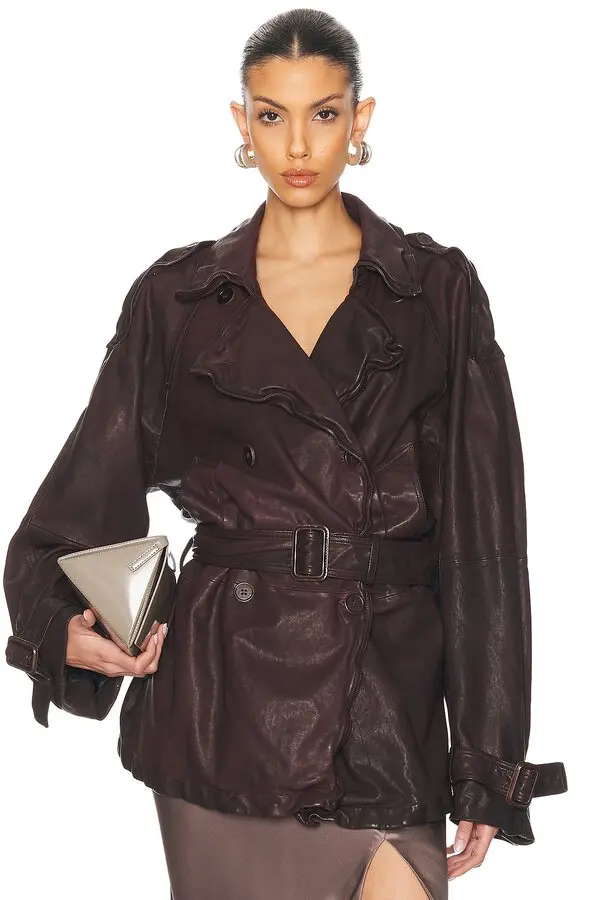 Acne Studios Lolu Leather Jacket - Dark Brown