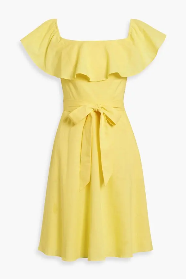 MIKAEL AGHAL Ruffled Cotton And Linen-blend Mini Dress