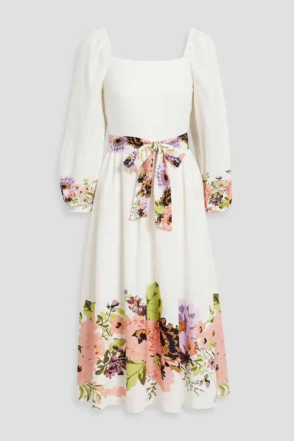 MIKAEL AGHAL Floral-print Cotton And Linen-blend Midi Dress