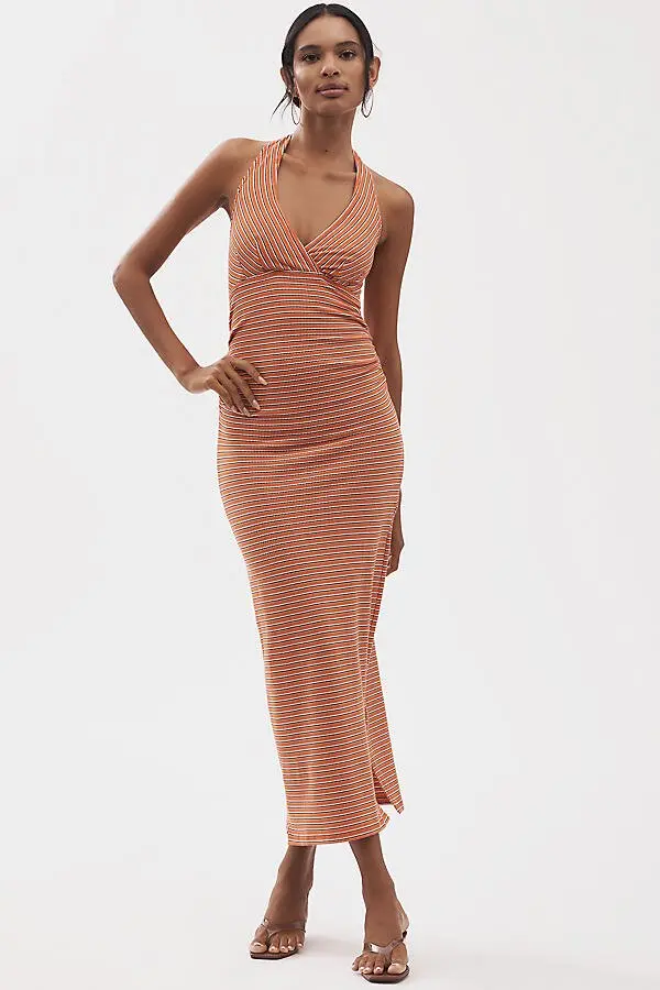 PILCRO High Tide Halter Slim Midi Dress