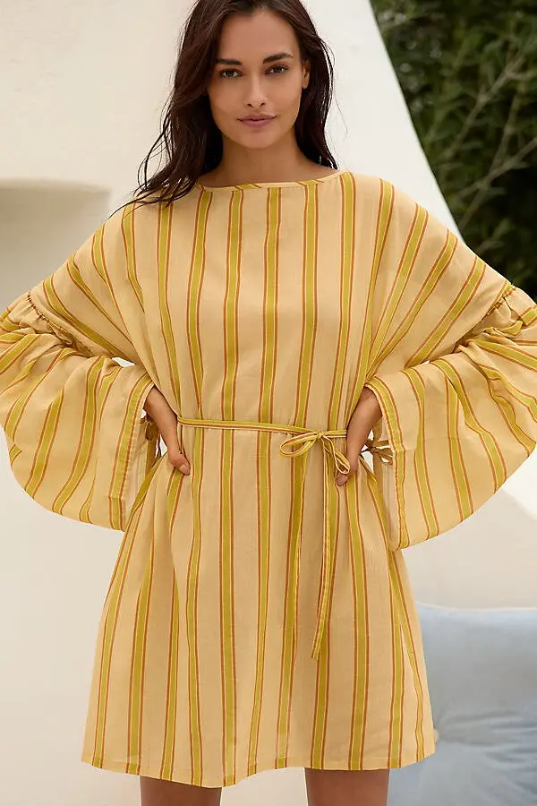 SOLEILSOLEIL Long-sleeve Striped Mini Kaftan
