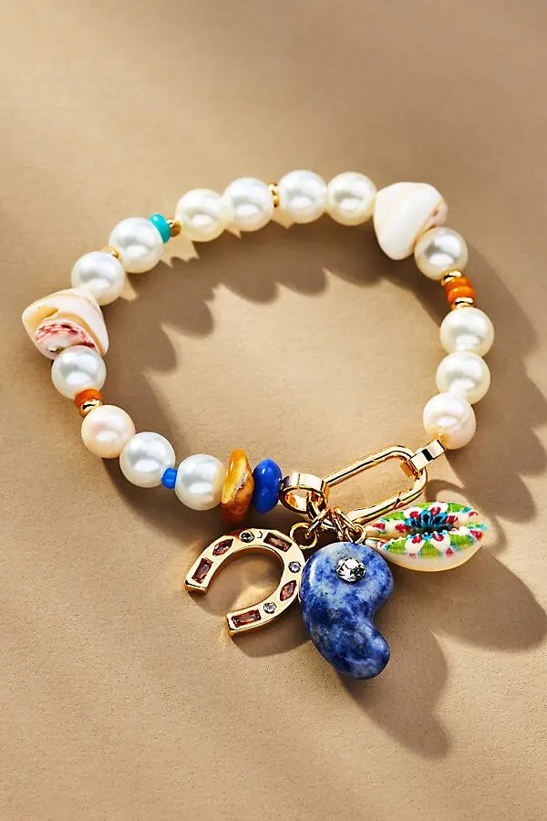 Anthropologie Beaded Charm Stretch Bracelet In White - 29% Off ...