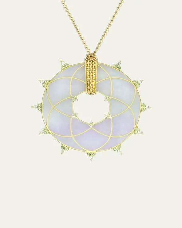 Paul Morelli Diamond, Demantoid Garnet And Lavender Jade Disc Necklace - One-color
