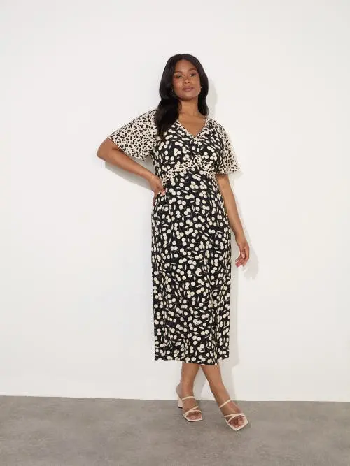 LIVE UNLIMITED Printed V-neck Midaxi Dress