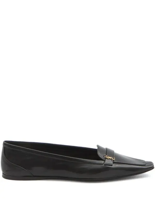 Saint Laurent Smooth Leather Poppy Ballerinas - Black