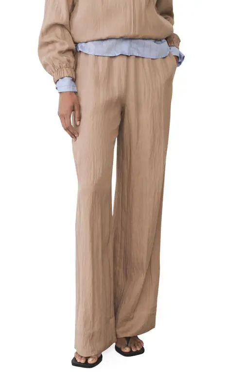 Mango Straight Leg Textured Pants