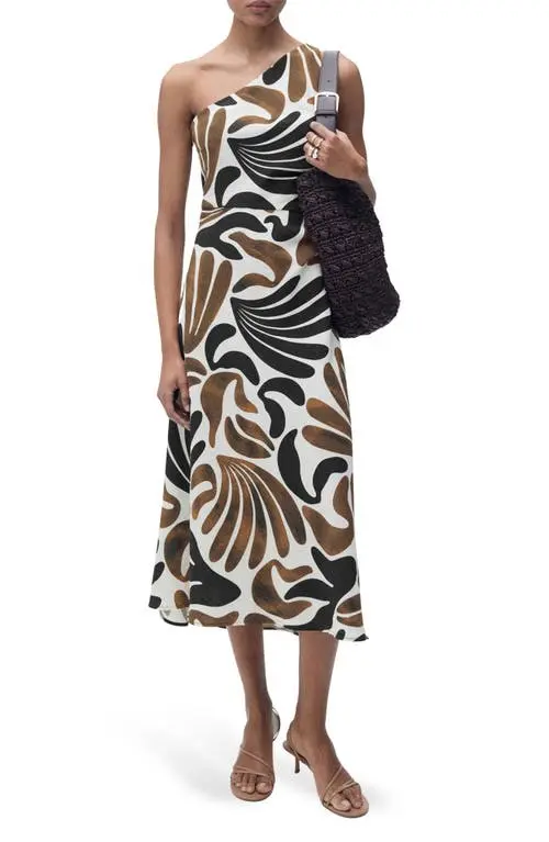 Mango Nata One-Shoulder Midi Dress In Brown - 45% Off | Editorialist