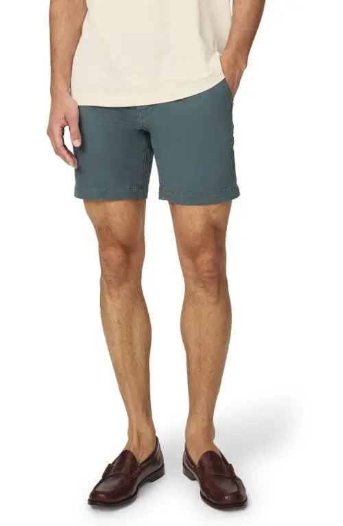 Warp + Weft Flat Front Stretch Cotton Twill Chino Shorts - Teal
