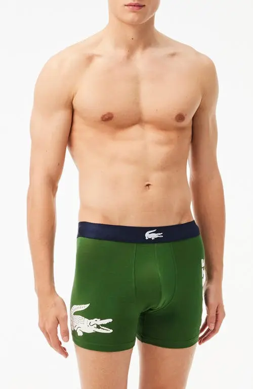 Lacoste Assorted 3-pack Stretch Cotton Boxer Briefs - Thyme/ Navy Blue/ White