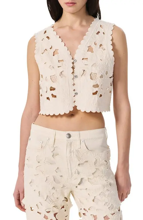 Rag & Bone Coralie Floral Cutout Vest - Ecru