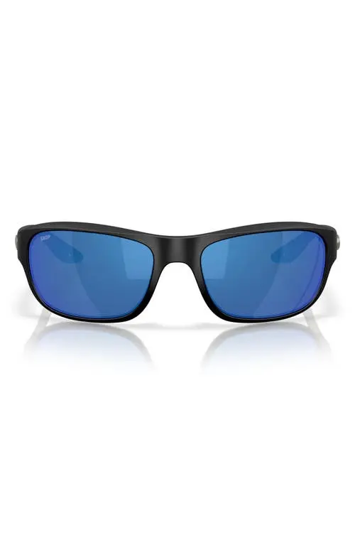 COSTA DEL MAR Clipperton 58mm Polarized Sunglasses - Matte Black/ Blue Mirror 580p