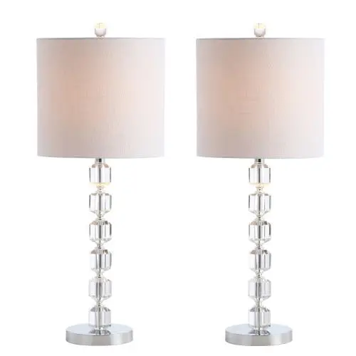 JONATHAN Y Cary 27.5" Modern Stacked Crystal/metal Led Table Lamp