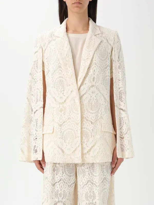 Twinset Lace Blazer In White 15% Off Editorialist