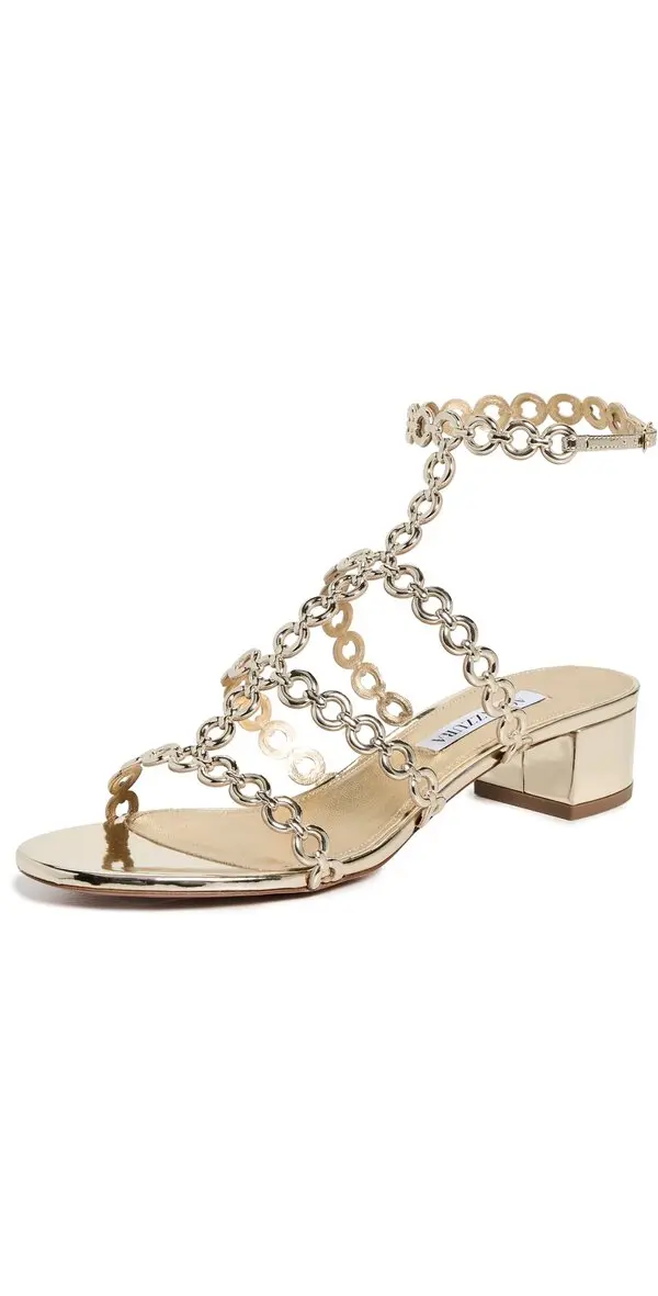 AQUAZZURA Infinity Chain Sandals - Soft Gold