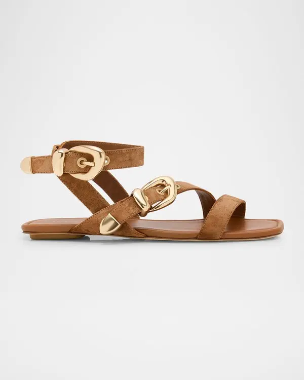 STUART WEITZMAN Maven Buckle Sandals - Ltbrwn