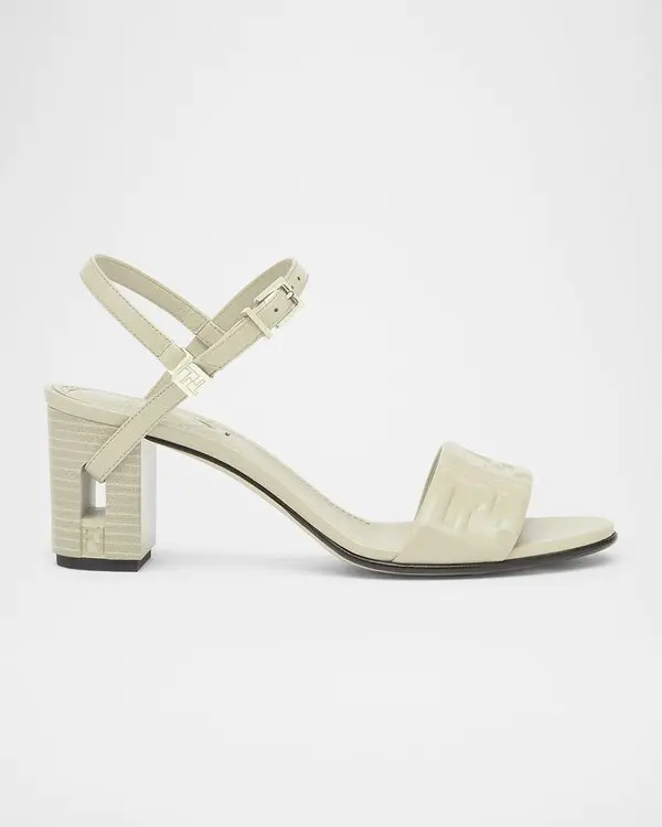 Fendi Delfina Ff Leather Block-heel Sandals - Real Sage