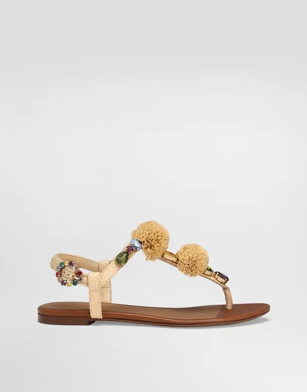 Dolce & Gabbana Crochet Flip-flops With Stone Embellishments