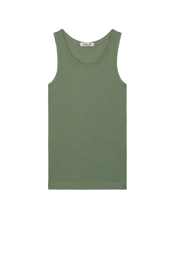 CDLP Rib Tank Top In Green - Sage