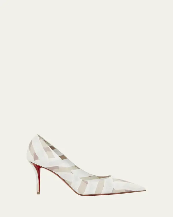 CHRISTIAN LOUBOUTIN Miss Z Printed Cotton Pumps