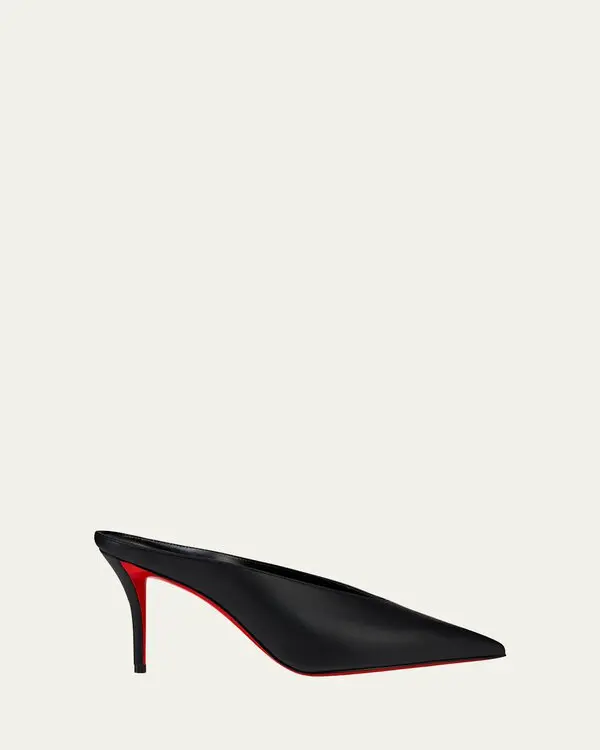 CHRISTIAN LOUBOUTIN Miss Z Leather Mules - Blacklin Black