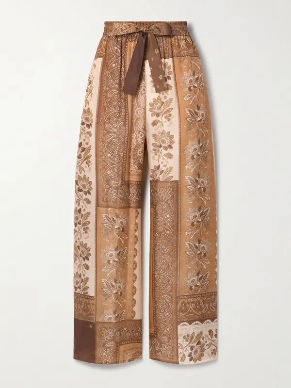 Zimmermann Lucky Printed Silk Wide-leg Pants - Brown