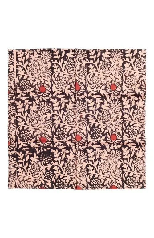 STUDIO VARIOUSLY Hummus Floral Wax Block Printe Cotton Table Napkinset Of 4
