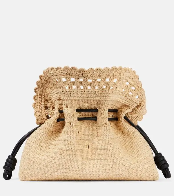 Loewe Flamenco Medium Raffia Clutch - Neutrals | Editorialist