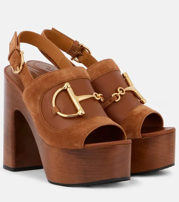 Gucci Horsebit Suede Slingback Sandals