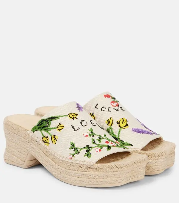 Loewe Petal 80 Platform Mules - White