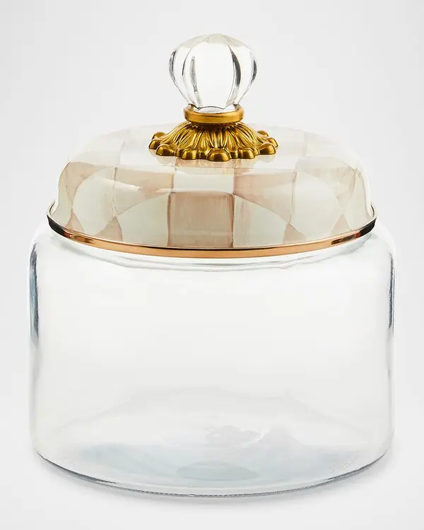 MACKENZIE-CHILDS Mocha Check Small Kitchen Canister