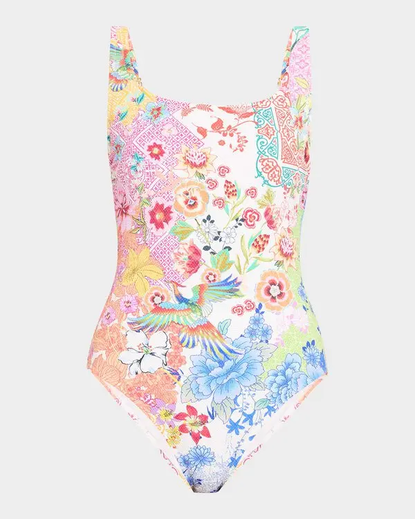 Johnny Was Reverse Pique Tank One-piece Swimsuit
