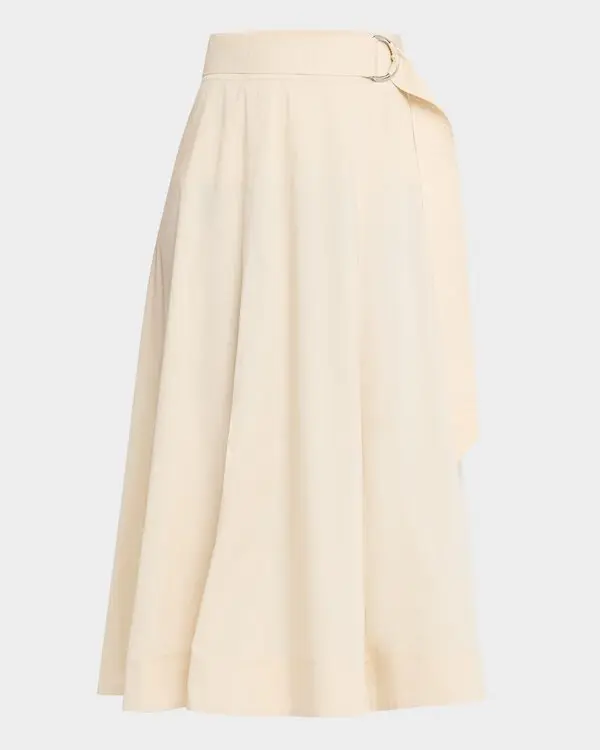 Veronica Beard Facia Belted A-line Midi Skirt - Limestone