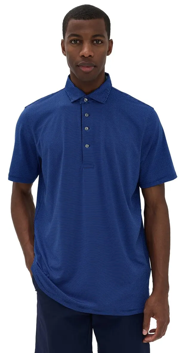 Greyson Saranac Striped Polo - Dart/maltese Blue