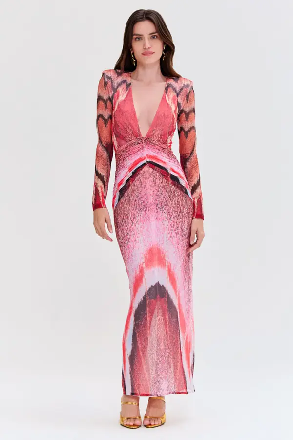 PatBO Papillon Tulle Long Dress - Orange