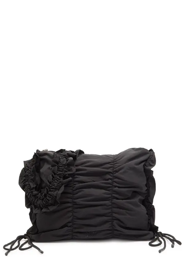 DAMSON MADDER Ruched Shell Shoulder Bag - Black