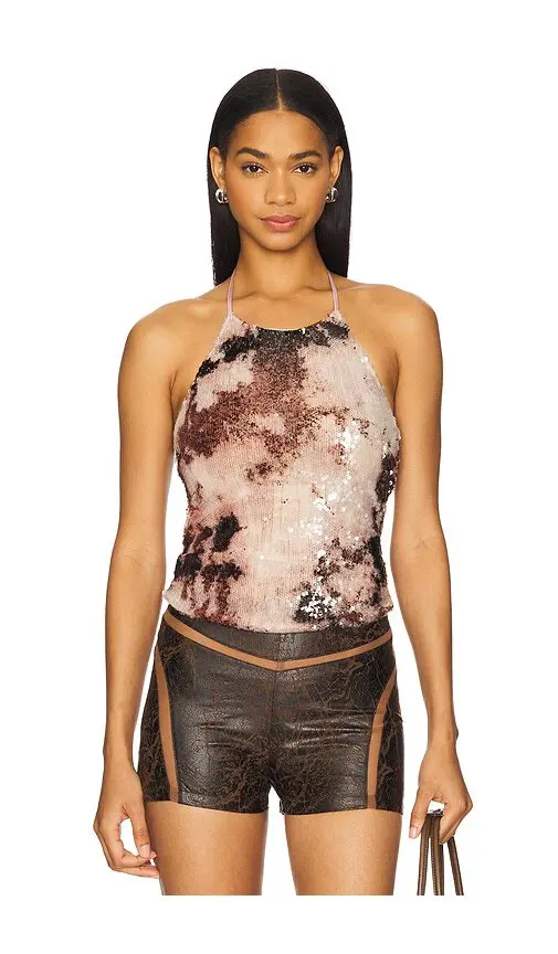 KIM SHUI Sequin Halter Top