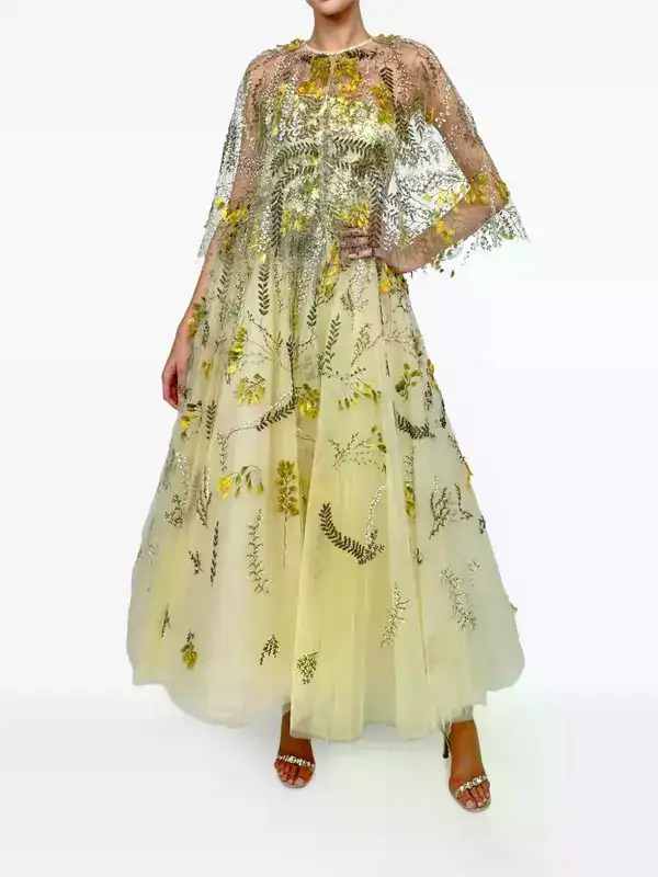 Monique Lhuillier Floral-embroidered Women Jacket - Yellow