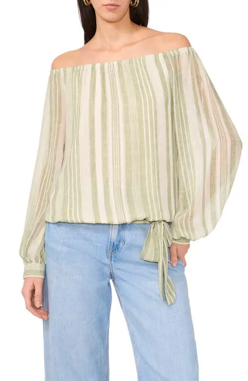 Vince Camuto Stripe Off-the-shoulder Tie Hem Top