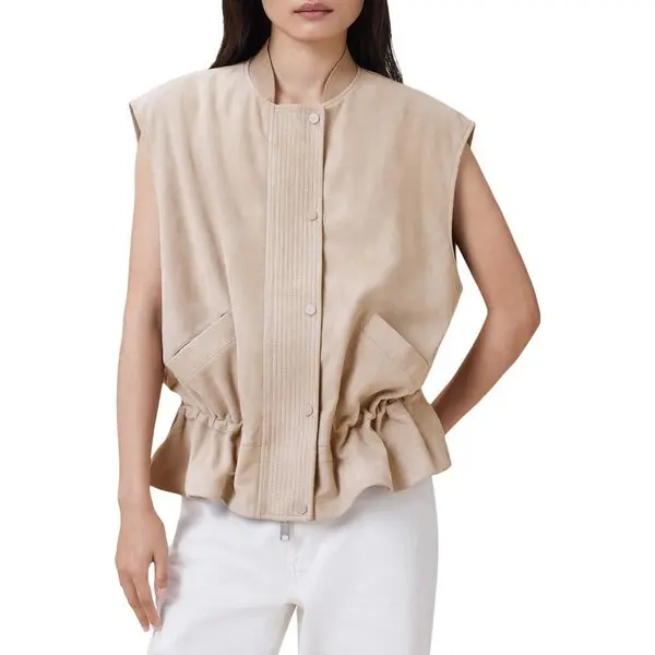 All Saints Sofi Suede Bomber Vest