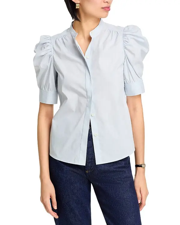FRAME The Gathered Shirt - Light Chambray Multi