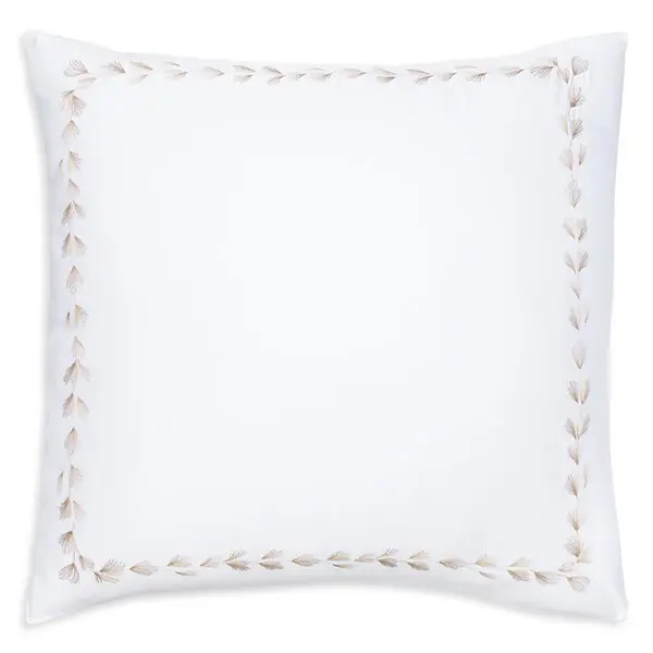 CHRISTIAN FISCHBACHER Foglia Embroidered Sateen Sham, Euro - Metallic